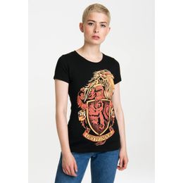 logoshirt Damen T-Shirt "Gryffindor", schwarz, Gr. S, bedruckt, 100% Baumwolle, Shirts, mit hochwertigem Siebdruck