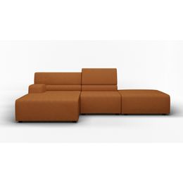 Ecksofa Egoitaliano, B:287cm H:80cm T:98cm, braun, Luxus-Micofaser Lederoptik (100% Polyester) ist ein neues technisches Gewebe mit einem visuellen