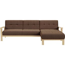 Sit & More Ecksofa SIT & MORE, B:264cm H:88cm T:183cm, rosa, 100% Polyester, Wohnzimmer, Sofas, "Billund L-Form", Armlehnen aus Buchenholz in natur,
