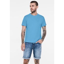 Street One MEN Herren T-Shirt, blau, Gr. L, unifarben, Web, 100% Baumwolle, Shirts, aus reiner Baumwolle