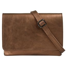 CLUTY Damen Umhängetasche, braun, Leder, glänzend, Taschen, echt Leder, Made in Italy