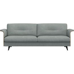 3-Sitzer FLEXLUX, B:224cm H:81cm T:91cm, blau, 62% Polyester/17%Baumwolle/14%Viscose/7%Leinen, Sofas, "Glow Designsofa, bequem und komfortabel durch