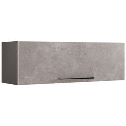Klapphängeschrank KOCHSTATION, B:100cm H:33cm T:34cm, grau, Schränke, "KS-Tulsa", 100 cm breit, mit 1 Klappe, schwarzer Metallgriff, MDF Front