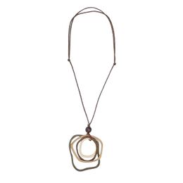 Damen Lange Kette "Flor", braun, Basic, Collezione Alessandro, Holz, Halsketten, Anhänger aus vier Holzringen