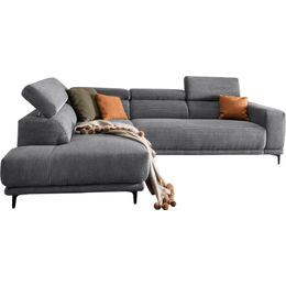 Ecksofa Alina, B:276cm H:102cm T:210cm, grau, Cord GCT (92% Polyester, 8% Nylon), Wohnzimmer, Sofas, "Hikari", wahlweise mit Sitzvorzug, in modernem