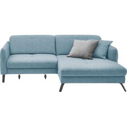 Ecksofa, B:259cm H:84cm T:167cm, blau, SET ONE BY Musterring, 100% Polyester, Wohnzimmer, Sofas, "SO 4400 V", wahlweise mit motorischer Bettfunktion
