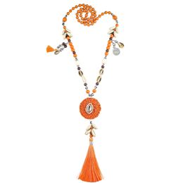 Damen Lange Kette "Bahli", orange, Basic, Collezione Alessandro, Glas, Halsketten, mit echten Glasperlen