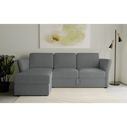 Ecksofa Home Affaire, B:242cm H:90cm T:155cm, grau, 53% strukturiertes Polyester, 47% Polyester, Wohnzimmer, Sofas, "Lavars, L-Form, Schlafsofa", mit