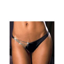 Lascana Damen String, Gr. 44, schwarz, Microtouch, Obermaterial: 90% Polyamid, 10% Elasthan, Unterhosen, mit Strassdetail