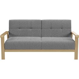 Sit & More 2,5-Sitzer SIT & MORE, B:169cm H:88cm T:106cm, grau, 100% Polyester, Sofas, "Billund", Armlehnen aus Buchenholz in natur, verschiedene Bez&uuml;ge und