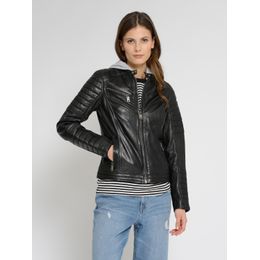 Mustang Damen Lederjacke "31022111", schwarz, Gr. XL, Obermaterial: 100% Lammleder; Futter: 100% Baumwolle; Ärmelfutter: 100% Polyester, Jacken