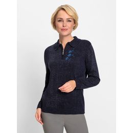 CLASSIC Damen Polokragenpullover "Pullover", blau, Gr. 38, unifarben, 85% Polyacryl, 10% Polyester, 5% metallisierte Fasern, Pullover
