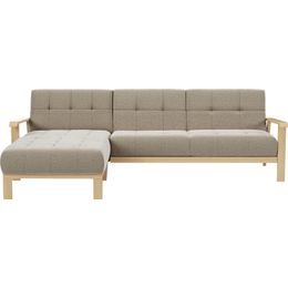 Sit & More Ecksofa SIT & MORE, B:264cm H:88cm T:183cm, beige, 95% Polyester 5% Polyamid, Wohnzimmer, Sofas, "Billund L-Form", Armlehnen aus Buchenholz in natur,