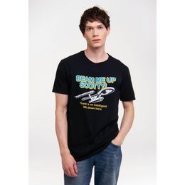logoshirt Damen T-Shirt "Star Trek - Beam Me Up Scotty", schwarz, Gr. L, bedruckt, 100% Baumwolle, Shirts, mit Beam Me Up Scotty-Logo
