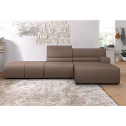Ecksofa Egoitaliano, B:384cm H:80cm T:98cm, braun, Luxus-Micofaser Lederoptik (100% Polyester) ist ein neues technisches Gewebe mit einem visuellen