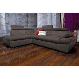 Ecksofa, B:268cm H:77cm T:204cm, grau, exxpo - SOFA FASHION, NaturLeder;Primabelle-Microfaser (100% Polyester);Luxus-Kunstleder, Wohnzimmer, Sofas,