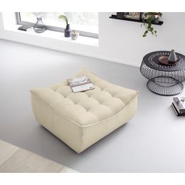 Hocker Calia italia, B:81cm H:42cm T:87cm, beige, Luxus-Microfaser Selfie (100% Polyester), Garten, Hocker, "Banjo, Designhocker in toller Optik und