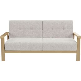 Sit & More 2,5-Sitzer SIT & MORE, B:169cm H:88cm T:106cm, beige, 100% Polyester, Sofas, "Billund", Armlehnen aus Buchenholz in natur, verschiedene Bezüge und