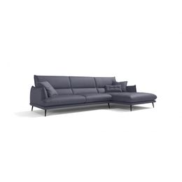 Ecksofa Egoitaliano, B:265cm H:90cm T:225cm, grau, Leder, Wohnzimmer, Sofas, "FUNNY, hochwertiges und aktuelles Design, bequeme Rückenlehne",