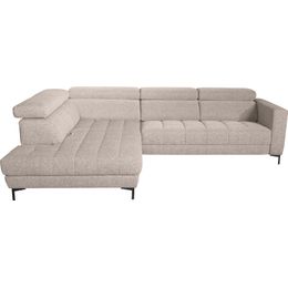Ecksofa Alina, B:306cm H:105cm T:222cm, beige, Struktur TAT (100% Polyester), Wohnzimmer, Sofas, "Bahira", Inkl. Rückenlehnen- und