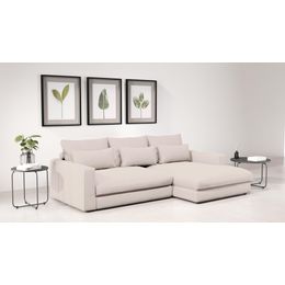Ecksofa Home Affaire, B:271cm H:89cm T:171cm, beige, 92% Polyester, 8% Nylon, Wohnzimmer, Sofas, "Darwin, viele Kissen, extra tiefe Sitzfläche,