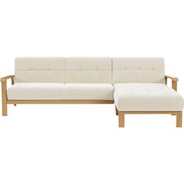 Sit & More Ecksofa SIT & MORE, B:264cm H:88cm T:183cm, beige, 100% Polyester, Wohnzimmer, Sofas, "Billund L-Form", Armlehnen aus eichefarbigem Buchenholz,