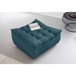 Hocker Calia italia, B:81cm H:42cm T:87cm, blau, Luxus-Microfaser Selfie (100% Polyester), Garten, Hocker, "Banjo, Designhocker in toller Optik und