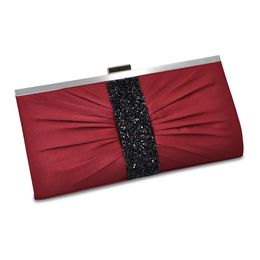 Steuer Damen Abendtasche "Bordeauxfarbene Satin-Optik mit Strassbesatz", rot, Taschen