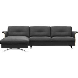 Ecksofa FLEXLUX, B:273cm H:81cm T:158cm, schwarz, 100% Echteder, Wohnzimmer, Sofas, "Glow, super bequem durch hochwertigem Sitzaufbau mit Federkern,