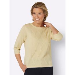 Classic Basics Damen Kurzarmpullover "Rundhals-Pullover", beige, Gr. 48, unifarben, 100% Polyacryl, Pullover