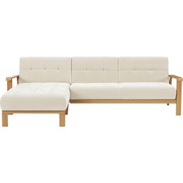 Sit & More Ecksofa SIT & MORE, B:264cm H:88cm T:183cm, beige, 100% Polyester, Wohnzimmer, Sofas, "Billund L-Form", Armlehnen aus eichefarbigem Buchenholz,