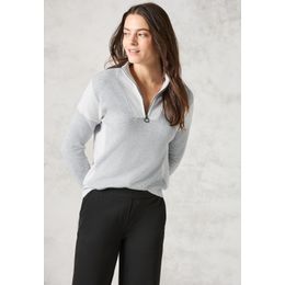 Stehkragenpullover Cecil Gr. L (42), silver chalk grey melange Damen Pullover aus Baumwolle mit Stretchanteil