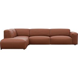 Ecksofa FLEXLUX, B:321cm H:73cm T:231cm, braun, 100% Echteder, Wohnzimmer, Sofas, "Lucera, super bequem durch hochwertigen Sitzaufbau mit