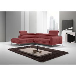 Ecksofa Egoitaliano, B:268cm H:97cm T:226cm, rot, Luxus-Microfaser (100% Polyester) Leder »BULL« (echtes Rindsleder). Geschliffenes, pigmentiertes