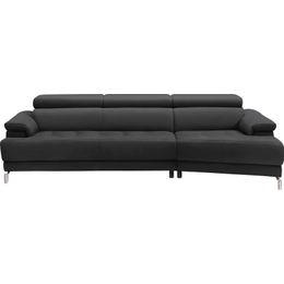 Ecksofa Egoitaliano, B:246cm H:99cm T:140cm, schwarz, Leder »BULL« (echtes Rindsleder). Geschliffenes, pigmentiertes und behandeltes Rindsleder mit