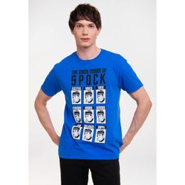 logoshirt Damen T-Shirt "Star Trek - Moods of Spock", blau, Gr. S, bedruckt, 100% Baumwolle, Shirts, mit gro&szlig;em Spock Moods-Logo