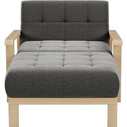 Sit & More Recamiere SIT & MORE, B:109cm H:88cm T:185cm, braun, 95% Polyester 5% Polyamid, Sofas, "Billund", Armlehnen aus Buchenholz in natur, verschiedene