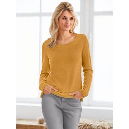 Heine Damen Rundhalspullover "Pullover", gelb, Gr. 48, unifarben, 60% Viskose, 40% Baumwolle, Pullover