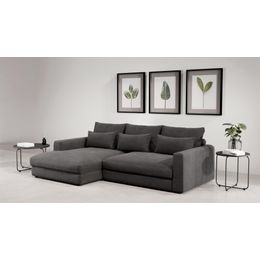 Ecksofa Home Affaire, B:271cm H:89cm T:171cm, grau, 88% Polyester, 12% Polyacryl, Wohnzimmer, Sofas, "Darwin, viele Kissen, extra tiefe Sitzfläche,