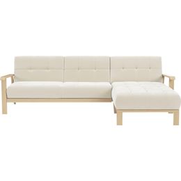 Sit & More Ecksofa SIT & MORE, B:264cm H:88cm T:183cm, beige, 100% Polyester, Wohnzimmer, Sofas, "Billund L-Form", Armlehnen aus Buchenholz in natur,