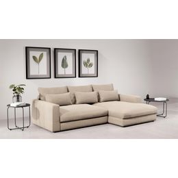 Ecksofa Home Affaire, B:271cm H:89cm T:171cm, beige, 88% Polyester, 12% Polyacryl, Wohnzimmer, Sofas, "Darwin, viele Kissen, extra tiefe Sitzfläche,