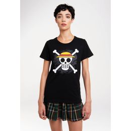 logoshirt Damen T-Shirt "One Piece - Skull", schwarz, Gr. XXL, bedruckt, mehrfarbig, 100% Baumwolle, Shirts, mit lizenziertem Print