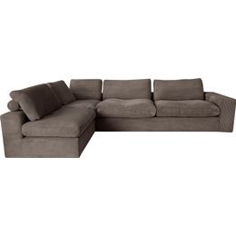 Ecksofa Alina, B:276cm T:226cm, braun, Cord GCT (92% Polyester, 8% Nylon), Wohnzimmer, Sofas, "Sandy", mit losen Sitz und Rückenkissen, in modernem
