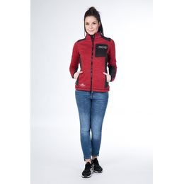 DEPROC Active Damen Strickfleecejacke "WHITECOURT Waffelfleece WOMEN", rot, Gr. 50, 96% Polyester; 4% Elastan, Jacken, auch in Großen Größen