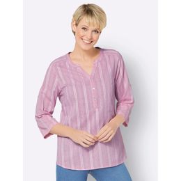 Classic Basics Damen Schlupfbluse, pink, Gr. 48, gemustert, gestreift, 100% Baumwolle, Blusen