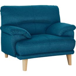 Sessel Trendmanufaktur, B:112cm H:87cm T:90cm, blau, Wohnzimmer, Sessel, "Cecilia, Loungesessel, italienisches Design, bequeme Armlehnen", aufwendige