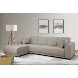 Ecksofa Home Affaire, B:297cm H:85cm T:162cm, beige, 100% Polyester, Wohnzimmer, Sofas, "LEMPS wahlweise Recamiere links oder rechts L-Form", incl.
