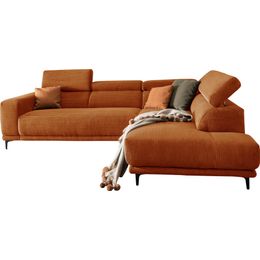 Ecksofa Alina, B:276cm H:102cm T:210cm, braun, Cord GCT (92% Polyester, 8% Nylon), Wohnzimmer, Sofas, "Hikari", wahlweise mit Sitzvorzug, in modernem