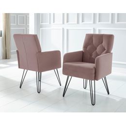 Sessel, B:61cm H:89cm T:67cm, pink, exxpo - SOFA FASHION, Wohnzimmer, Sessel, "Doppio, Loungesessel mit Designuntergestell, bequem und elegant",