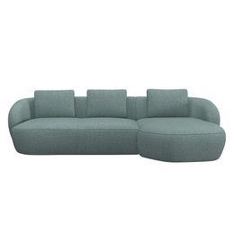 Wohnlandschaft FLEXLUX, B:276cm H:85cm T:146cm, blau, Sofas, "Torino, rund, L-Form, Sofa-Ecke mit Recamiere, Longchair-Sofa", Modernes, organisches